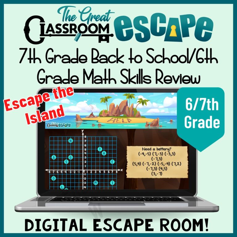 7th Grade Math Back to School Digital Escape Room Activity with Review ...