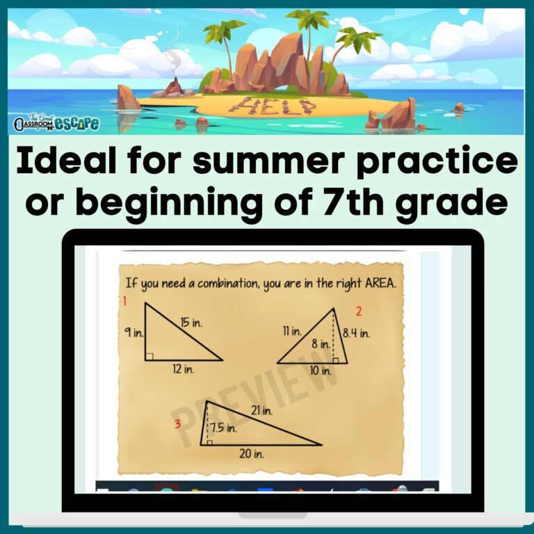 7th Grade Math Back to School Digital Escape Room Activity with Review ...
