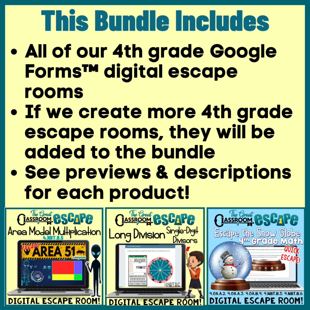 Fourth Grade Math Digital Escape Room Bundle – The Great Classroom Escape