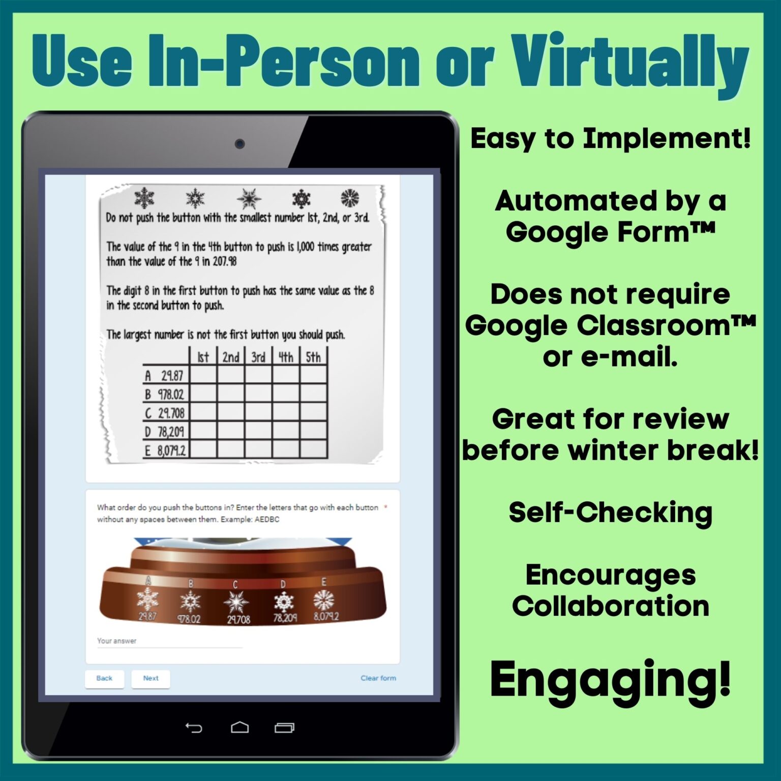 5th Grade Math Winter & Christmas Digital Escape Room Bundle – The ...