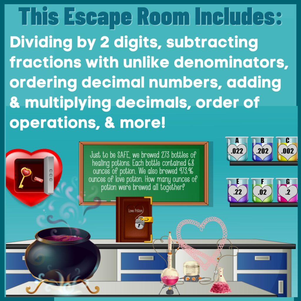 5th Grade Math Valentine’s Day Activity Brew the Love Potion Digital ...