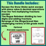 5th Grade Math Winter & Christmas Digital Escape Room Bundle – The ...